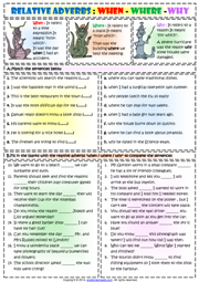 relative pronouns and adverbs exercises pdf